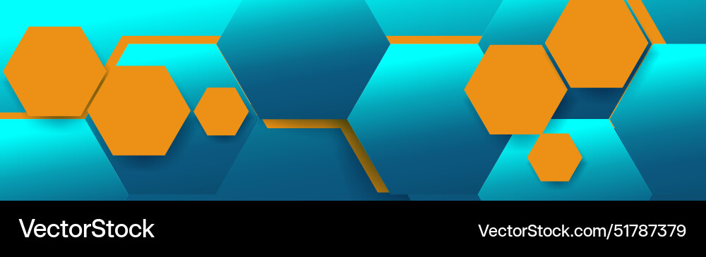 Abstract blue and orange hexagon geometric Vector Image