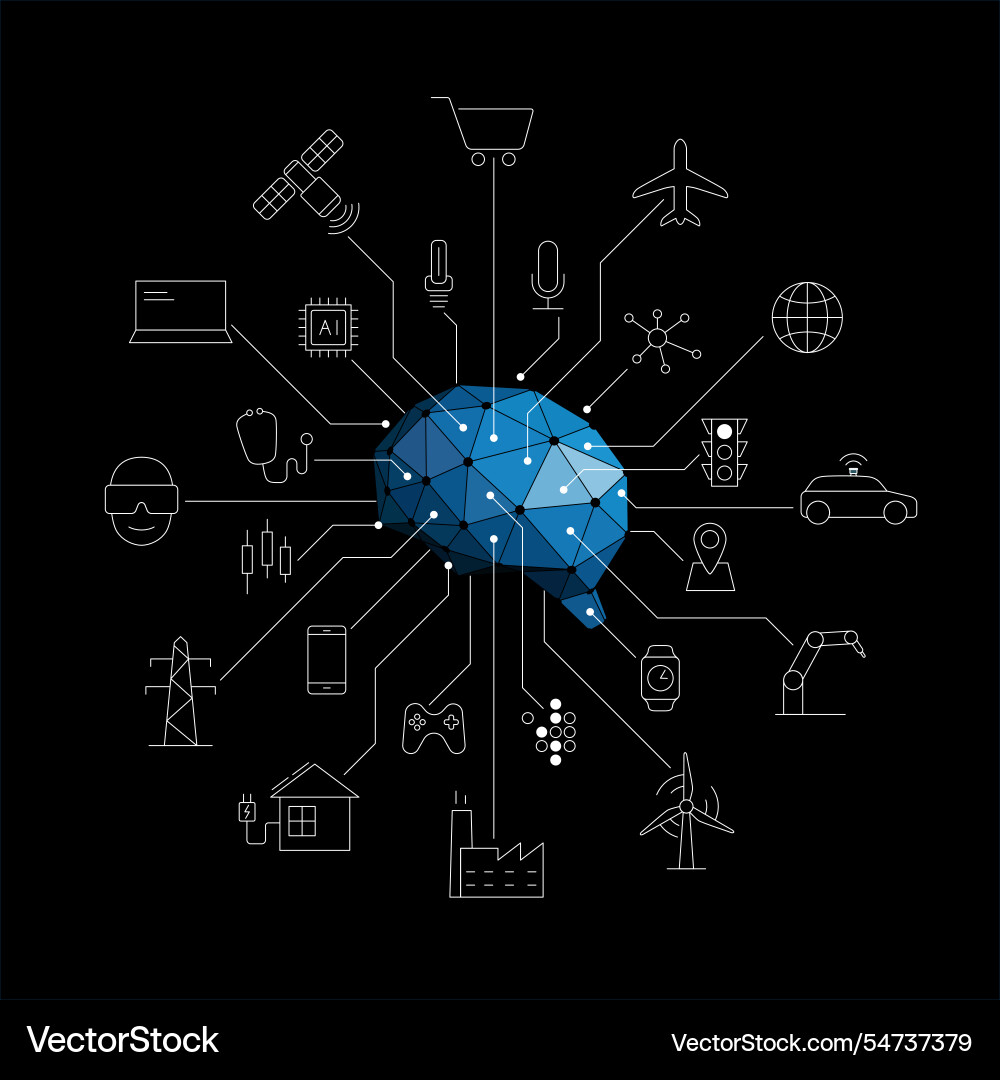Artificial intelligence connects the future Vector Image