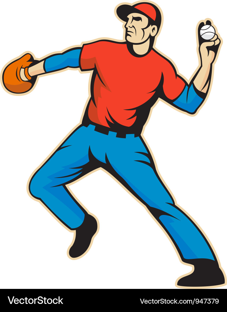 Baseball player pitcher throwing ball Royalty Free Vector
