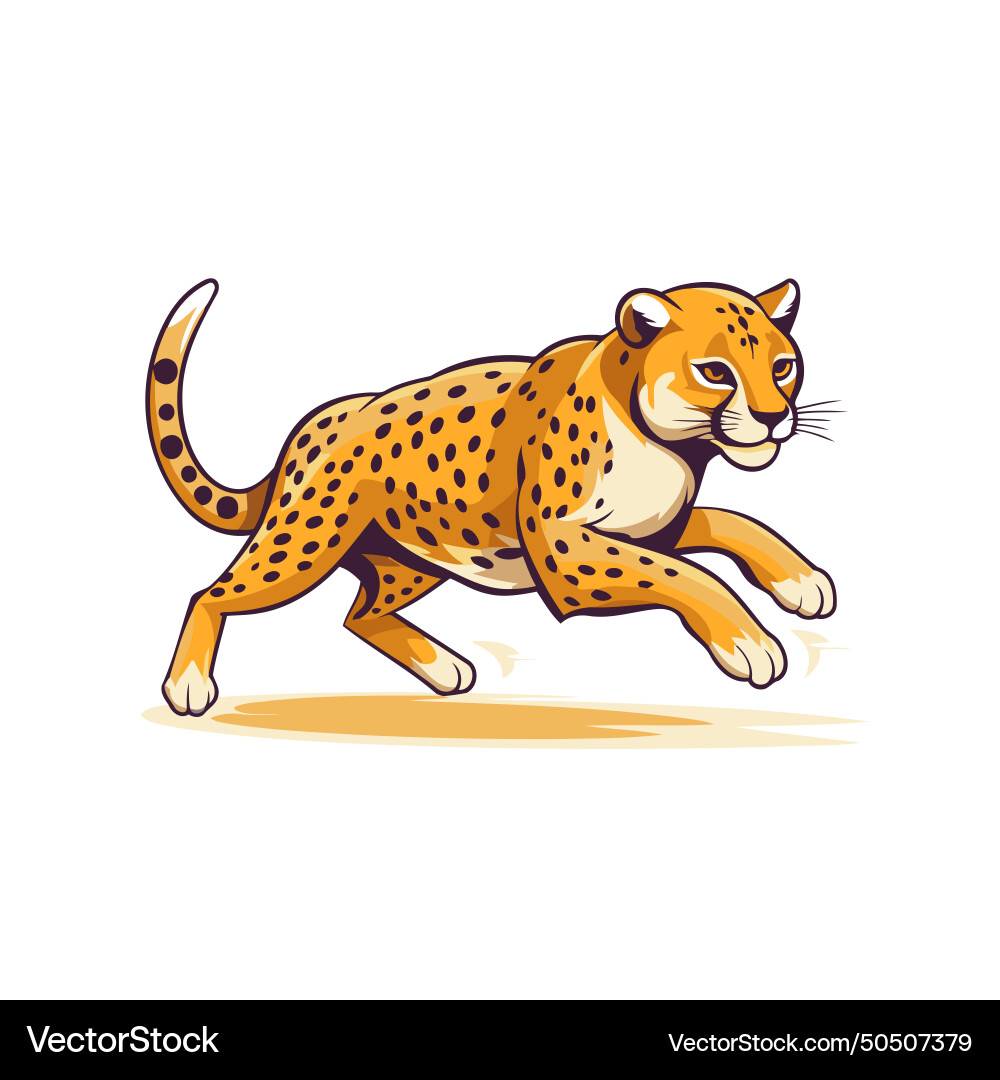 Cheetah running cartoon isolated on a white Vector Image