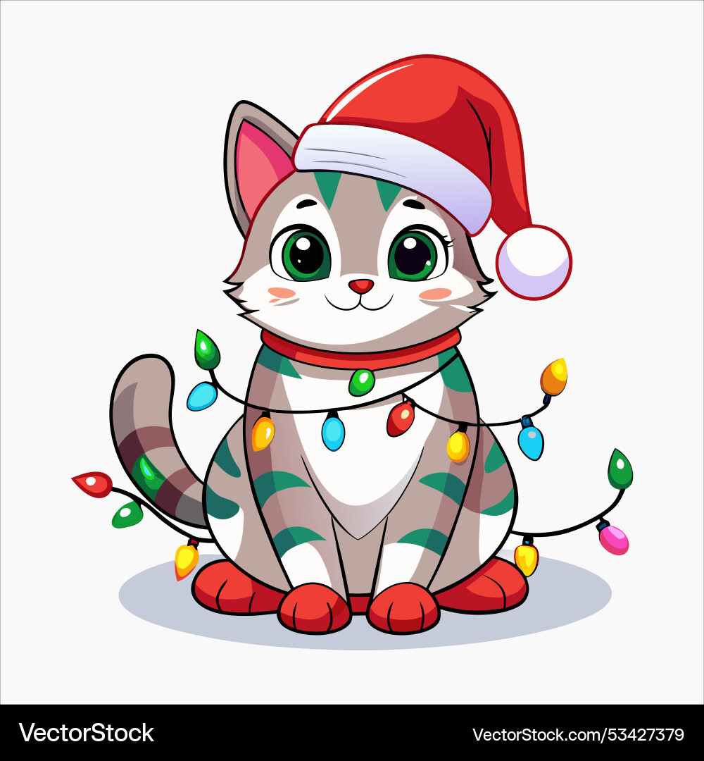 Christmas cat Royalty Free Vector Image - VectorStock