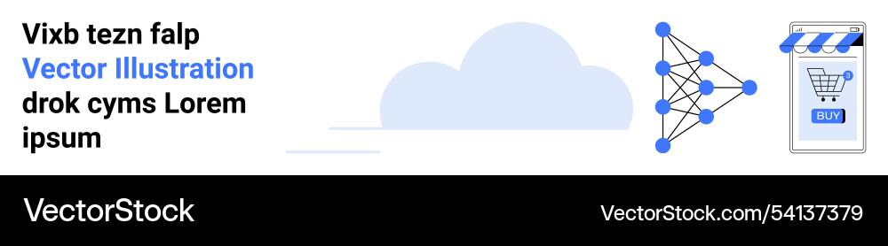 E-commerce cloud connection with neural network Vector Image