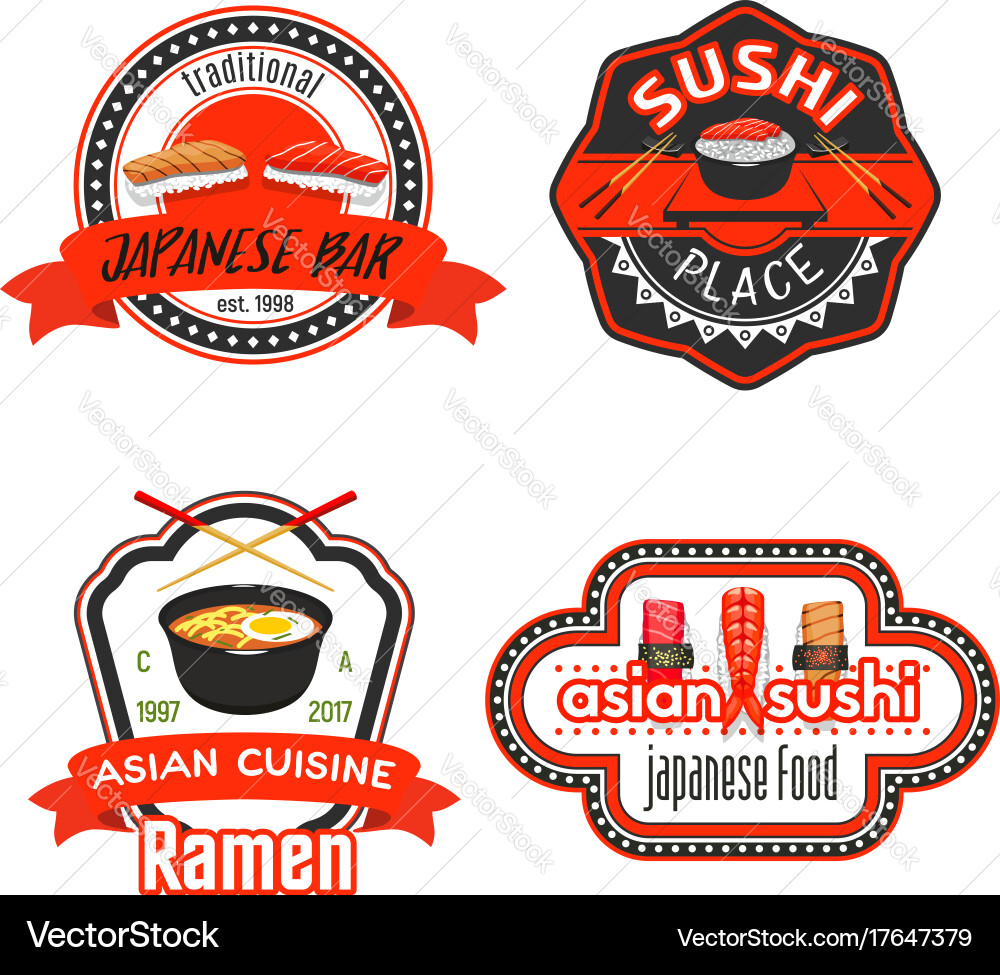 Icons for japanese sushi restaurant Royalty Free Vector