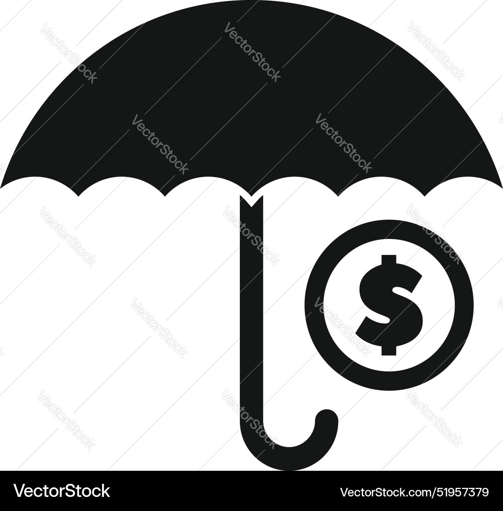 Open umbrella protecting dollar coin money saving Vector Image