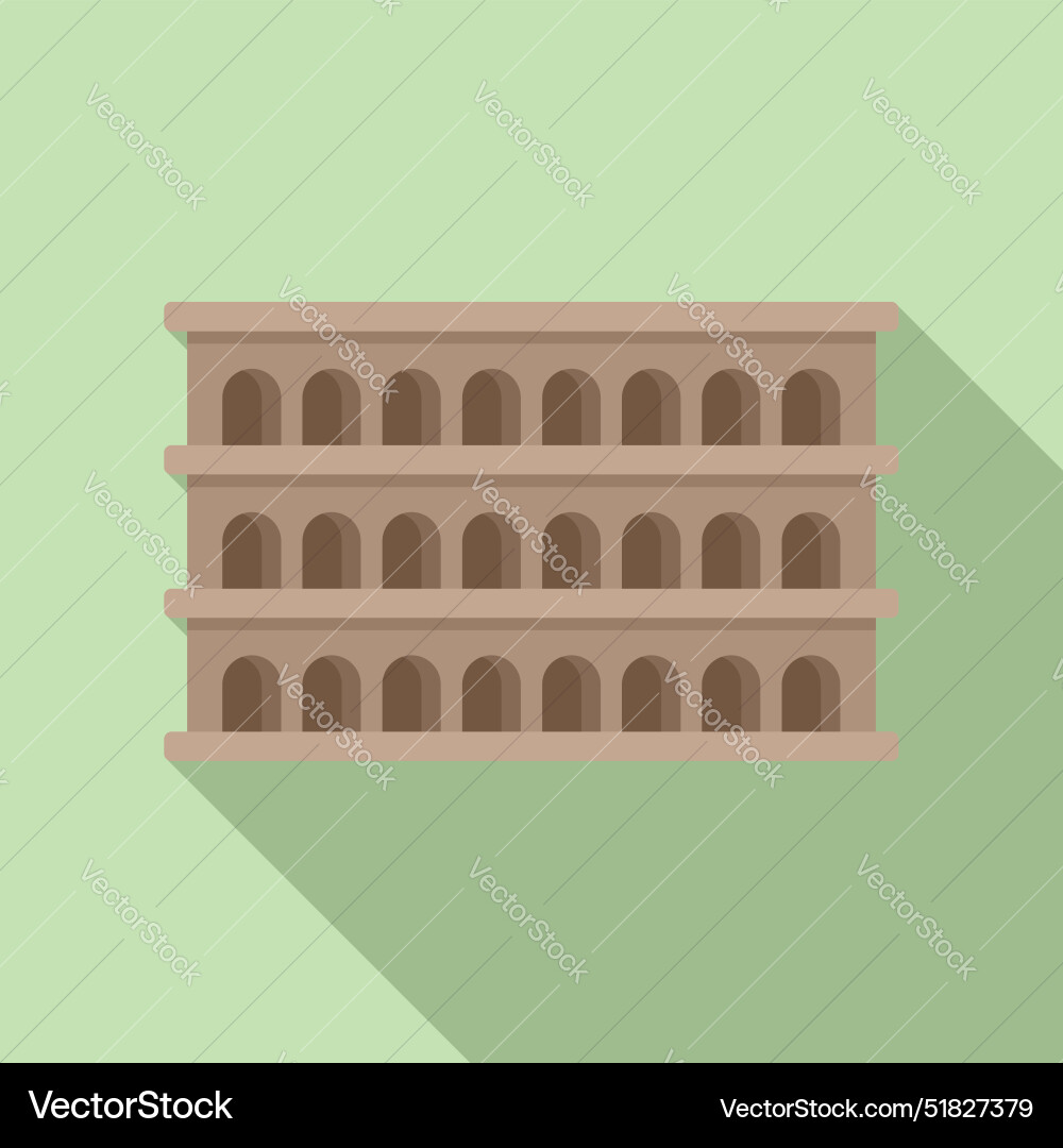 Roman colosseum facade casting long shadow on Vector Image