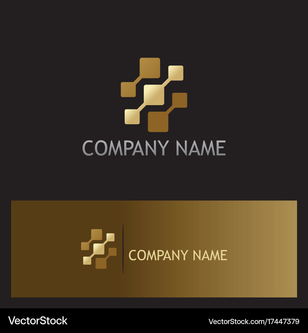 Square digital technology gold logo Royalty Free Vector