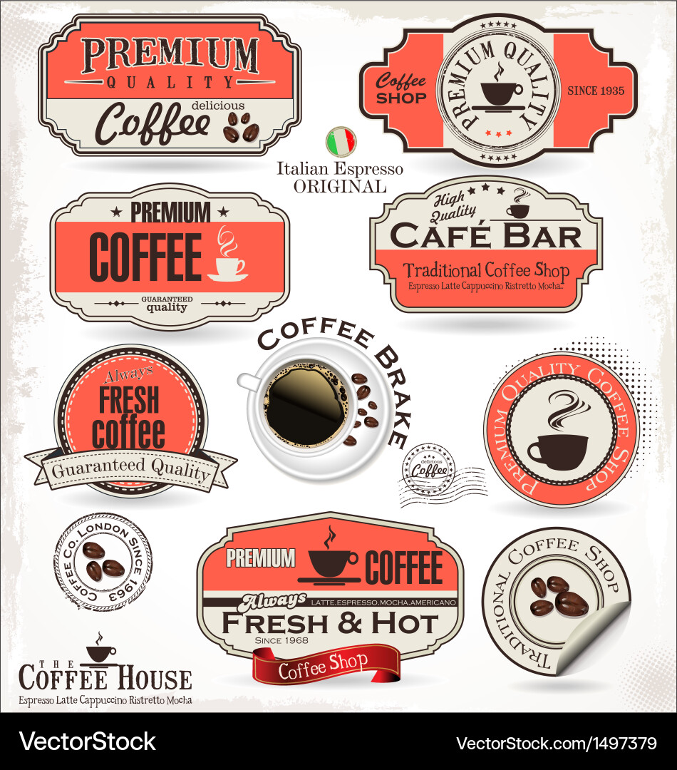 Vintage Coffee Labels Set Royalty Free Vector Image