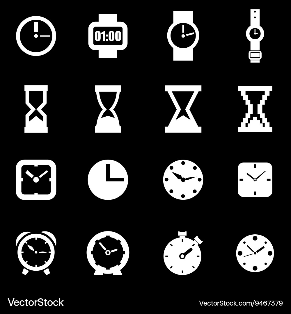 White clock icon set Royalty Free Vector Image