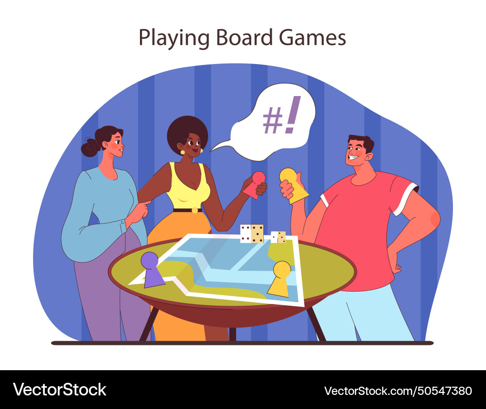 Board games concept friends compete and enjoy Vector Image
