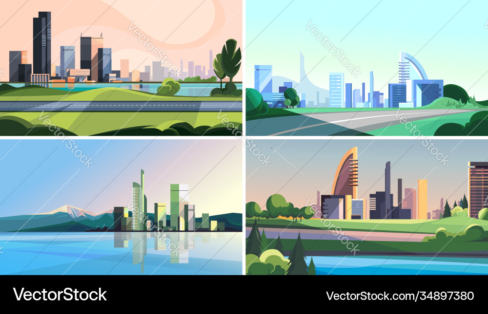 Collection cityscapes Royalty Free Vector Image
