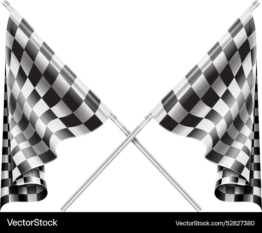 Gekreuzte Rennmuster Fahnen realistische Rallye Vektorbild