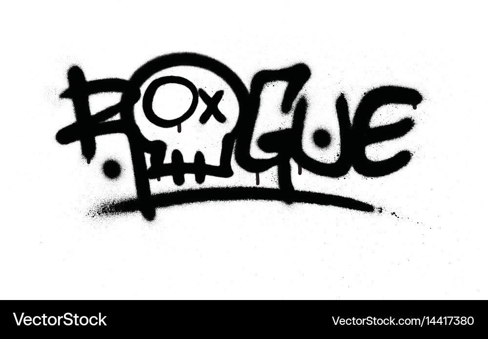 Graffiti sprayed rogue tag in black over white Vector Image