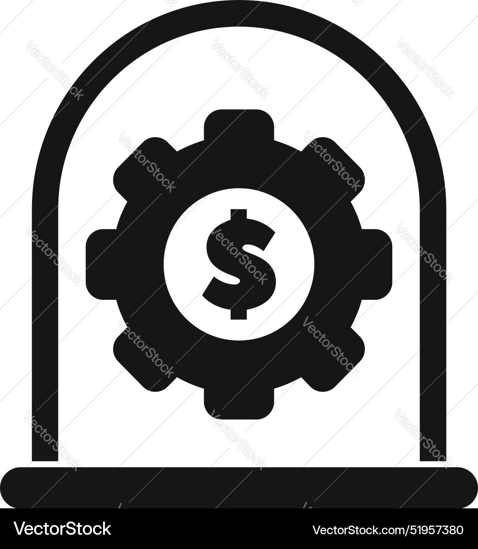 Money saving mechanism icon gear protecting Vector Image