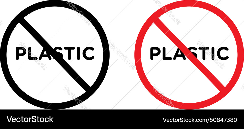 No plastic sign icon set advisory against Vector Image