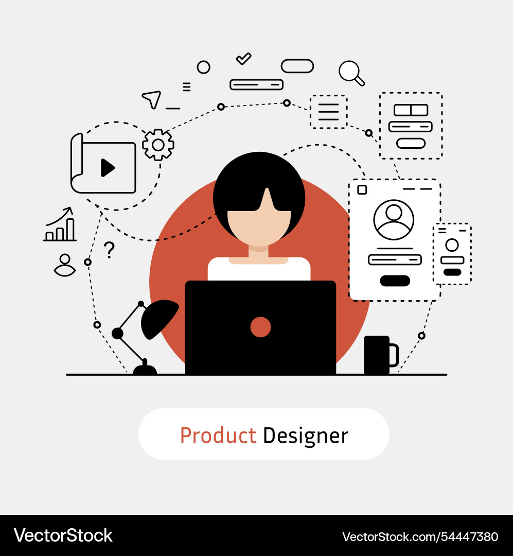 Product designer workspace Royalty Free Vector Image