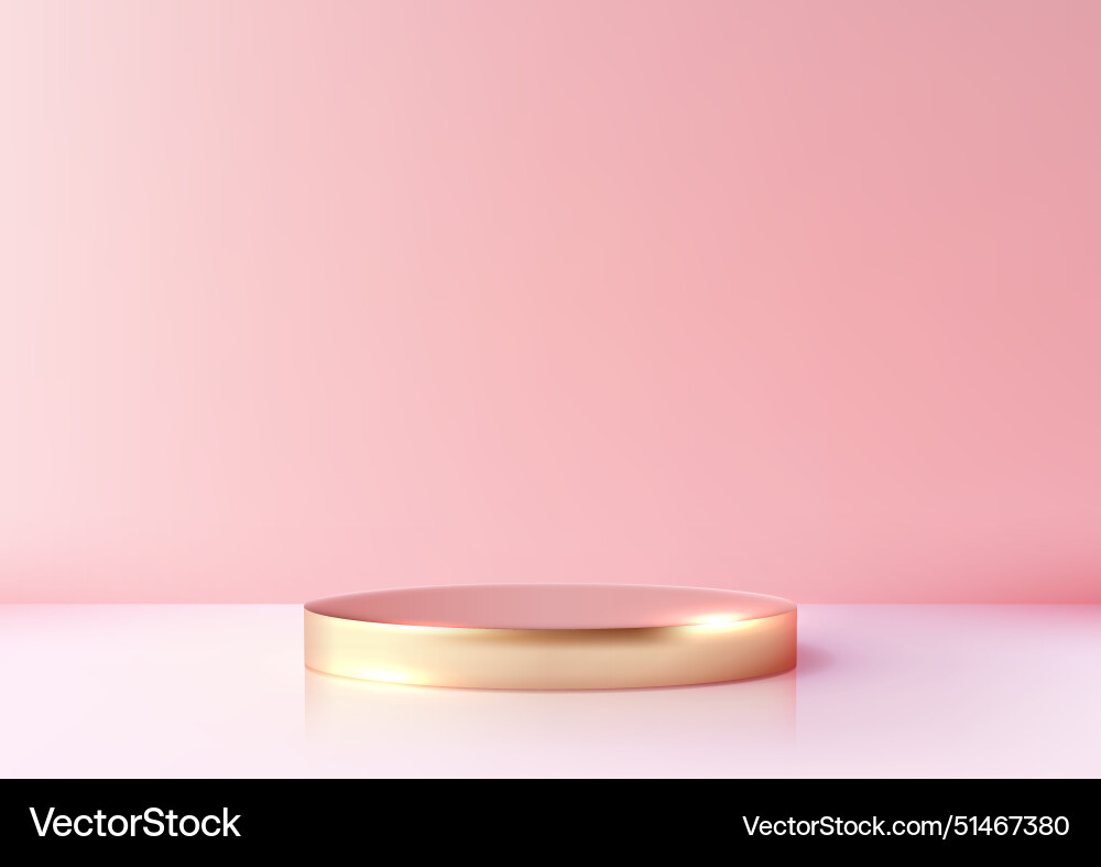 Shiny 3d gold circle on pink background luxury Vector Image