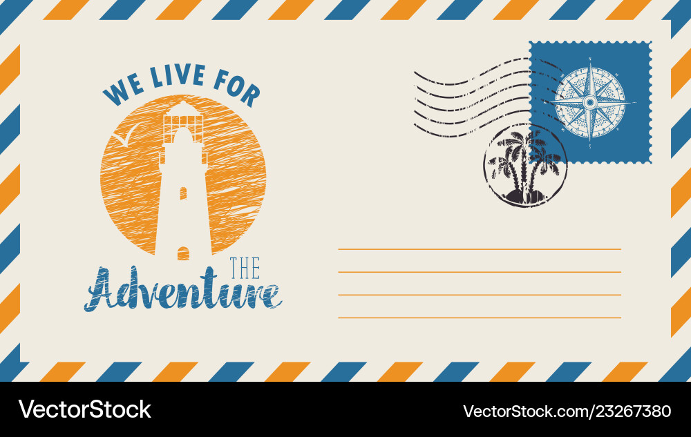 Travel Adventure Envelope Royalty Free Vector Image