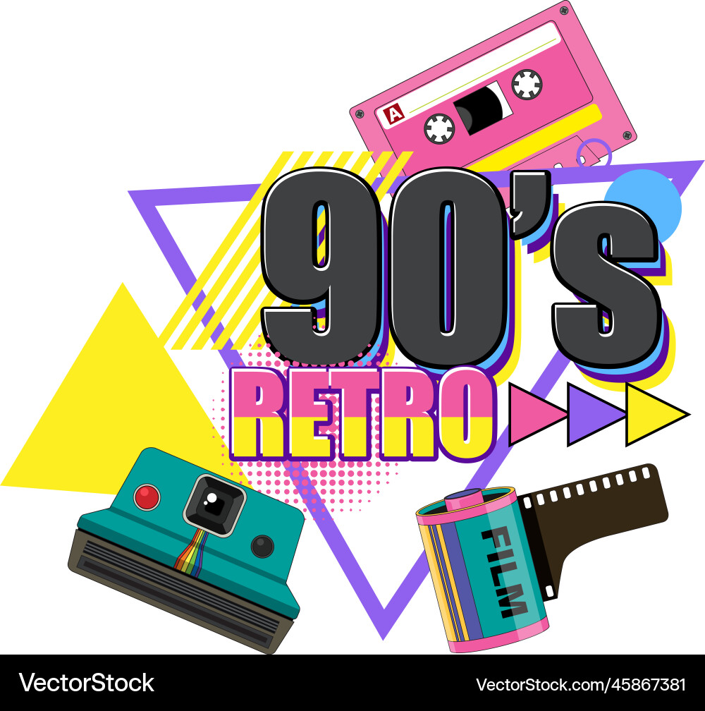 90s retro banner template Royalty Free Vector Image