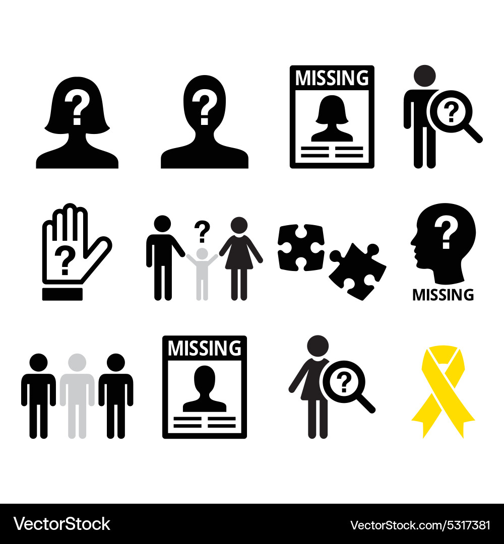 Missing people child icons set Royalty Free Vector Image