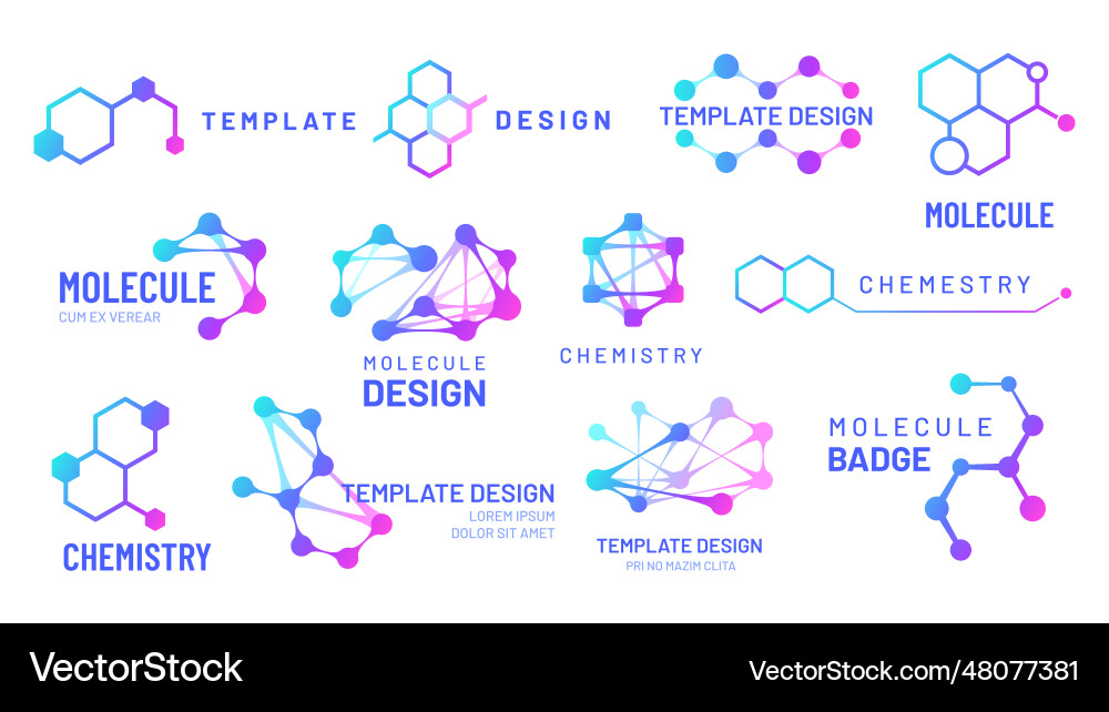 Molecule logos chemistry and science logotype Vector Image