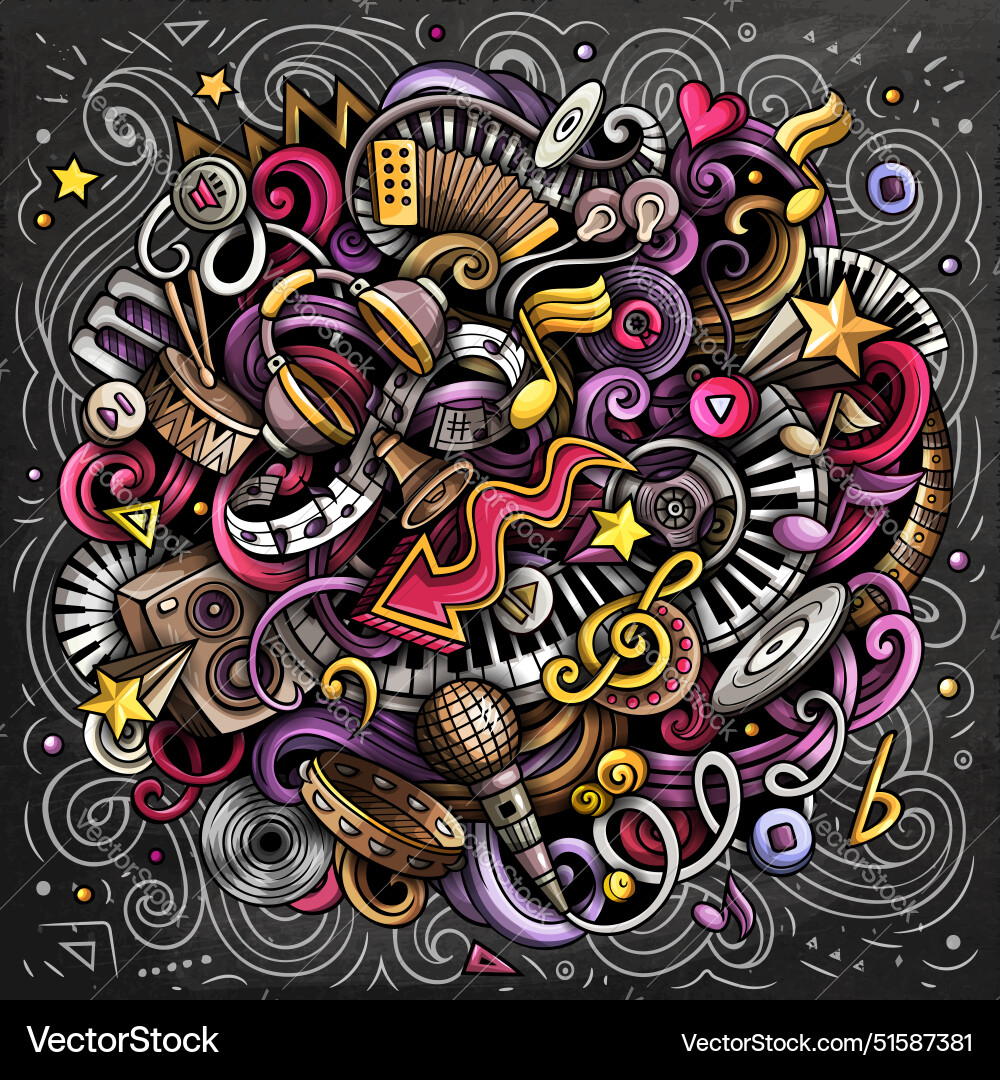Music doodles musical design Royalty Free Vector Image
