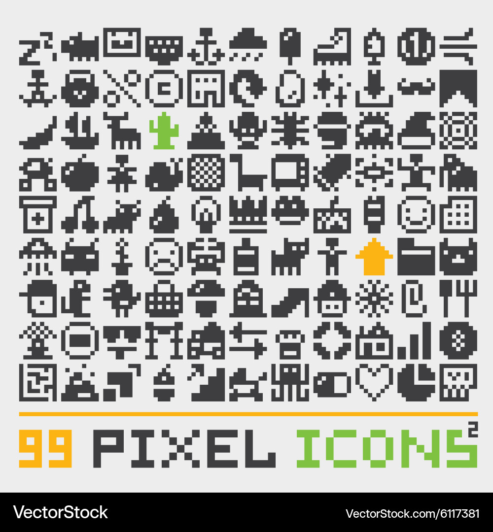 Pixel art web icons set 2 Royalty Free Vector Image