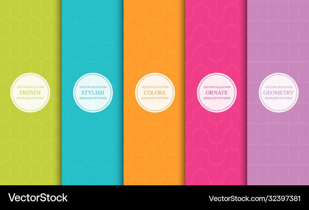 Set bright seamless colorful geometric one line Vector Image