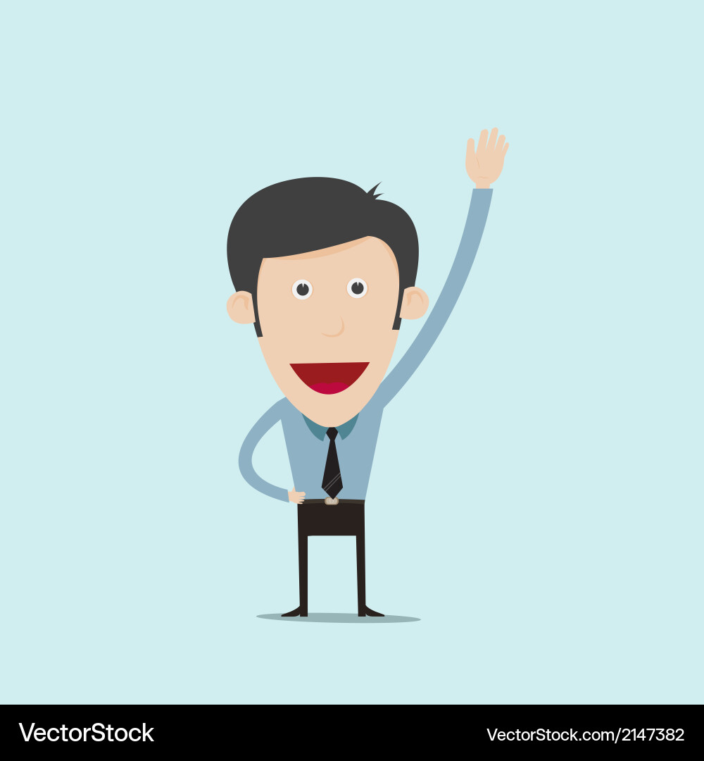 Cartoon raise his hand Royalty Free Vector Image