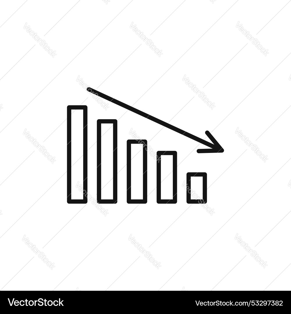 Chart arrow down icon set decline downward chart Vector Image