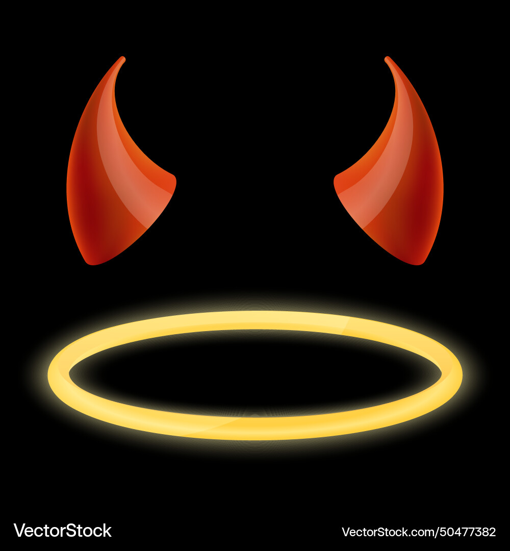 Devil horns and angel halo Royalty Free Vector Image