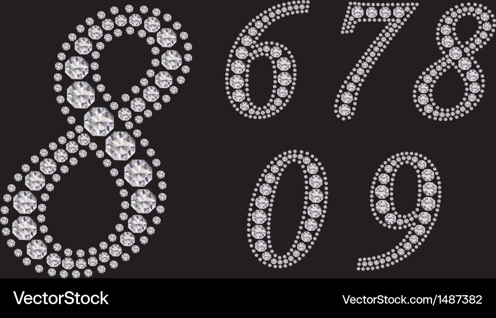 Diamond Number Set - 1 to 9 Royalty Free Vector Image