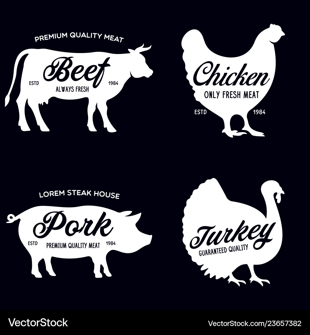 Farm animals icons set collection labels Vector Image
