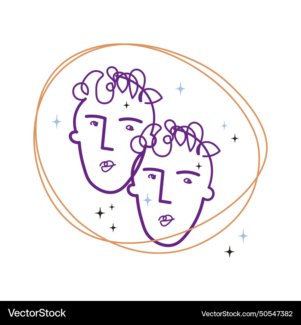 Gemini zodiac sign sketch hand drawn abstract Vector Image