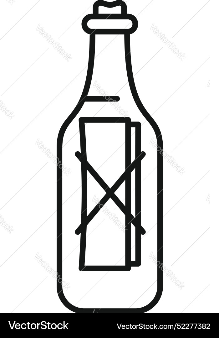 Glass bottle containing a rolled up message with a