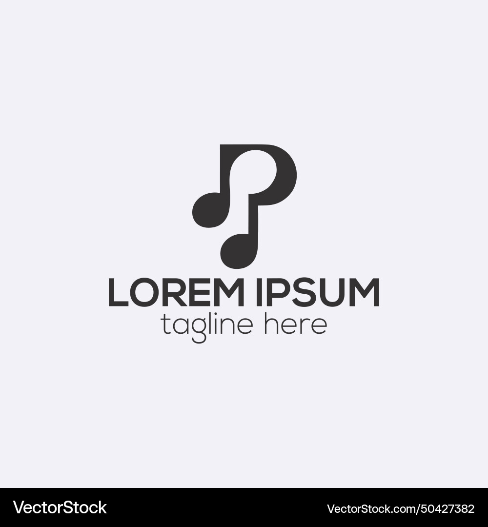 Initial p letter modern music note logo design Vector Image