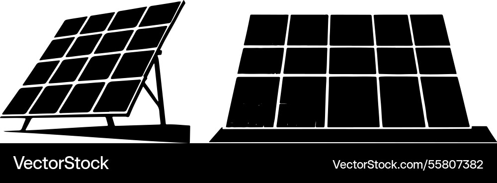 Solar Panel Silhouette Set - Energie Icons Vektorbild