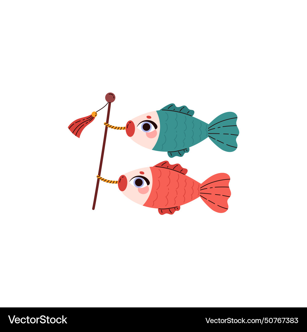 Carp streamer talisman green and red fish Vector Image