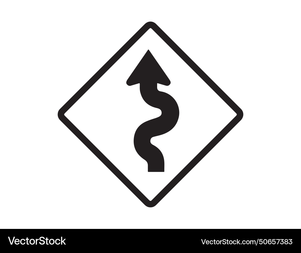 Curvy road sign silhouette art Royalty Free Vector Image