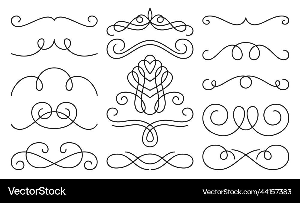 Divider line flourish calligraphy swirl black curl