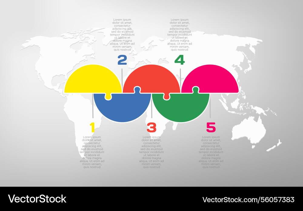 Five steps line infographic puzzle diagram Vector Image