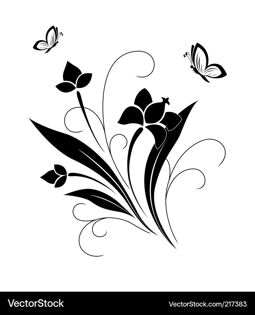 Flower pattern and butterflies Royalty Free Vector Image