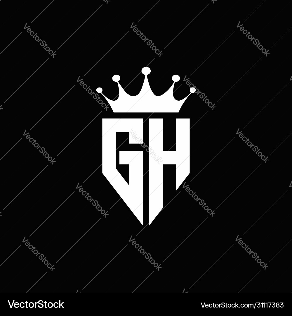 Gh logo monogram emblem style with crown shape Vector Image