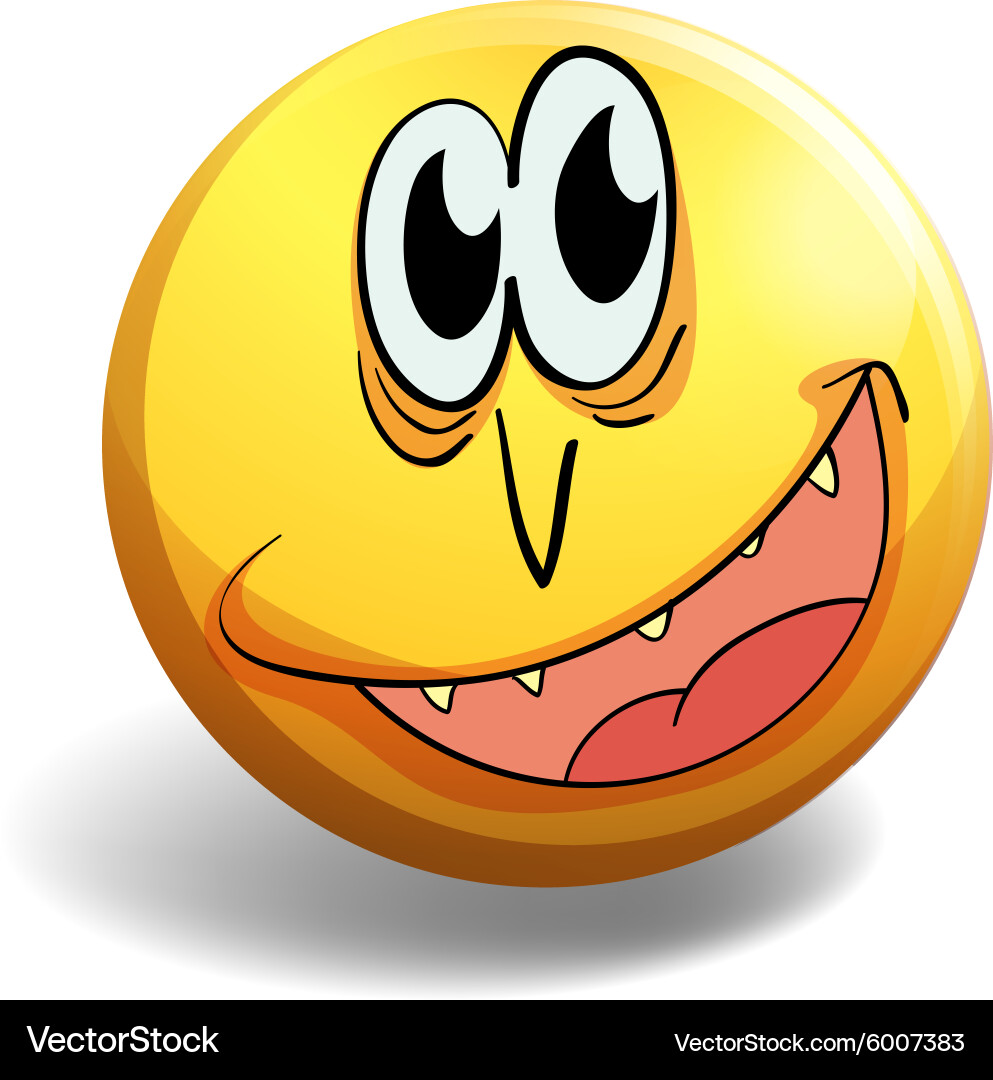 Happy face on yellow badge Royalty Free Vector Image