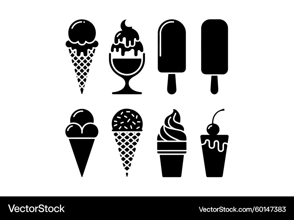 Ice Cream Icons - Black & White – Royalty-Free Vector | VectorStock