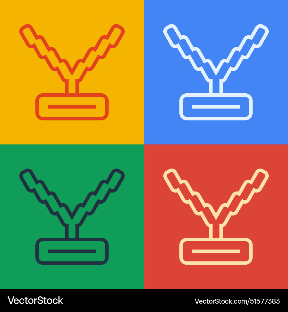 Pop art line rapper chain icon isolated on color Vector Image