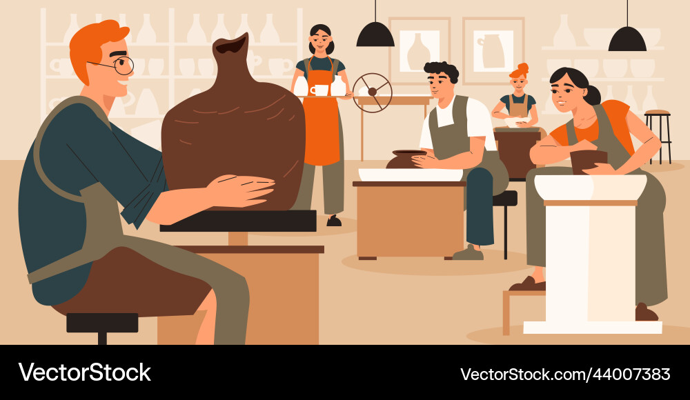 Pottery studio background Royalty Free Vector Image