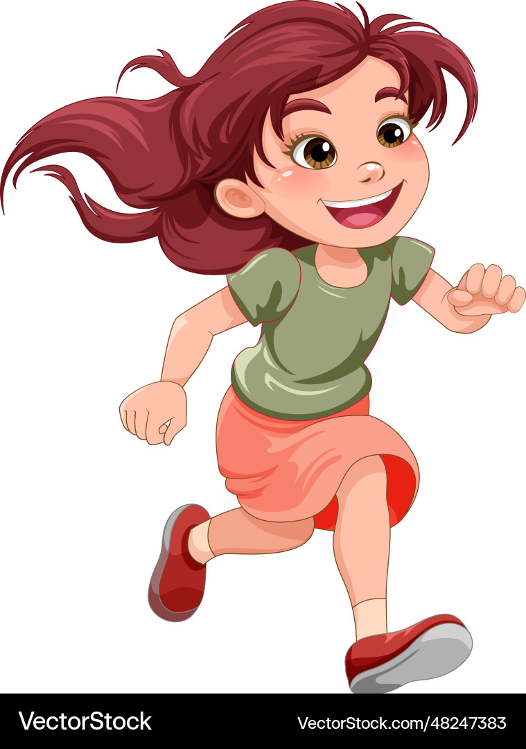 Running girl cartoon character Royalty Free Vector Image