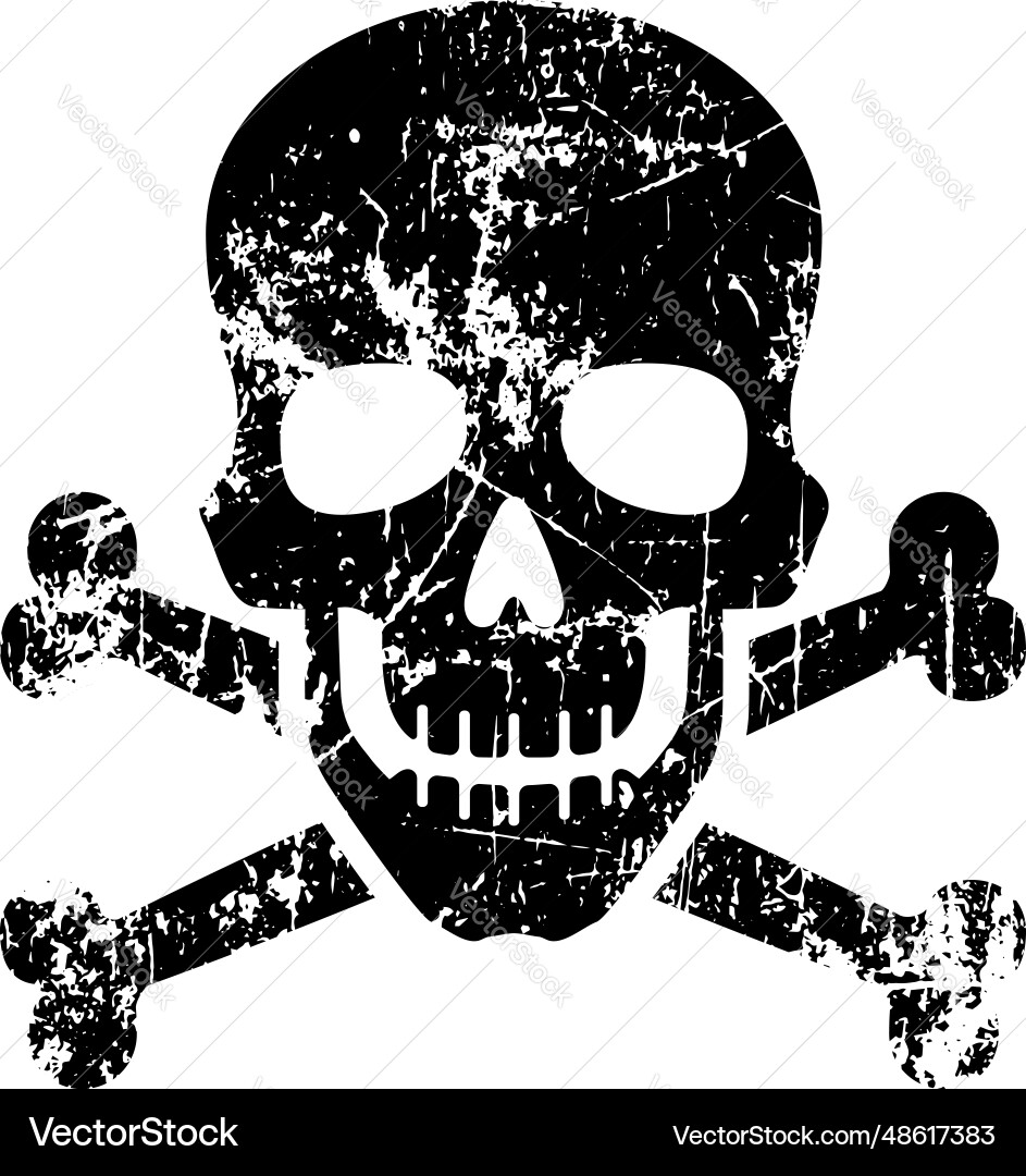 Skull and crossbones poison distressed Royalty Free Vector