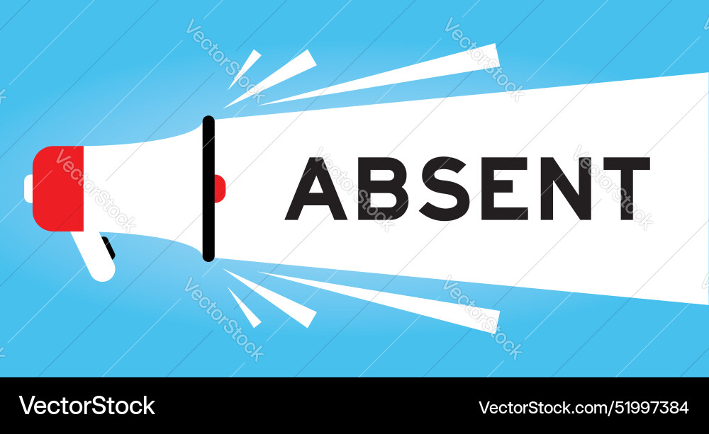 Color megaphone icon with word absent in white Vector Image