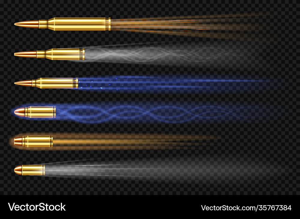 Fliegende Pistolenkugeln mit Rauch und Feuerspuren